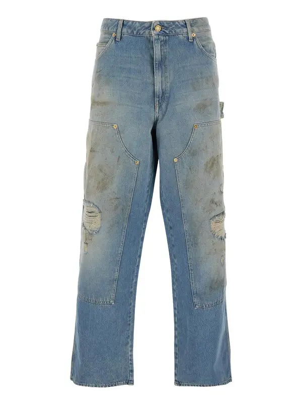 GOLDEN GOOSE Regular-fit Denim Jeans With Ripped Details & Distressed Finish - Light Blue