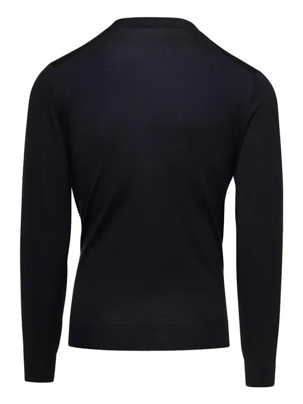 GAUDENZI V-neck Wool Cardigan With Button Front And Long Sleeves - Black