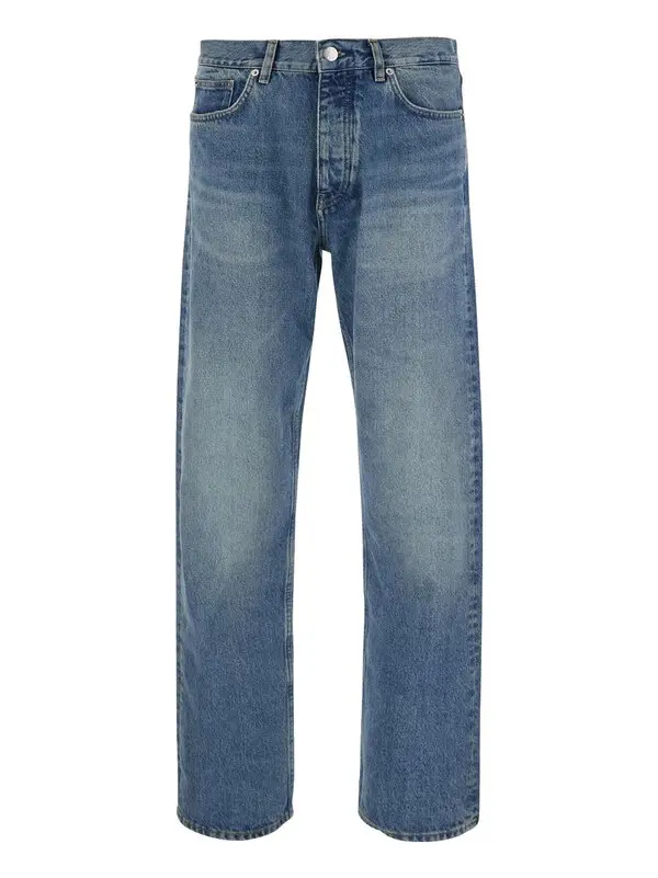 SUNFLOWER Cotton Regular-fit Five-pocket Jeans With Back Logo Patch - Blu
