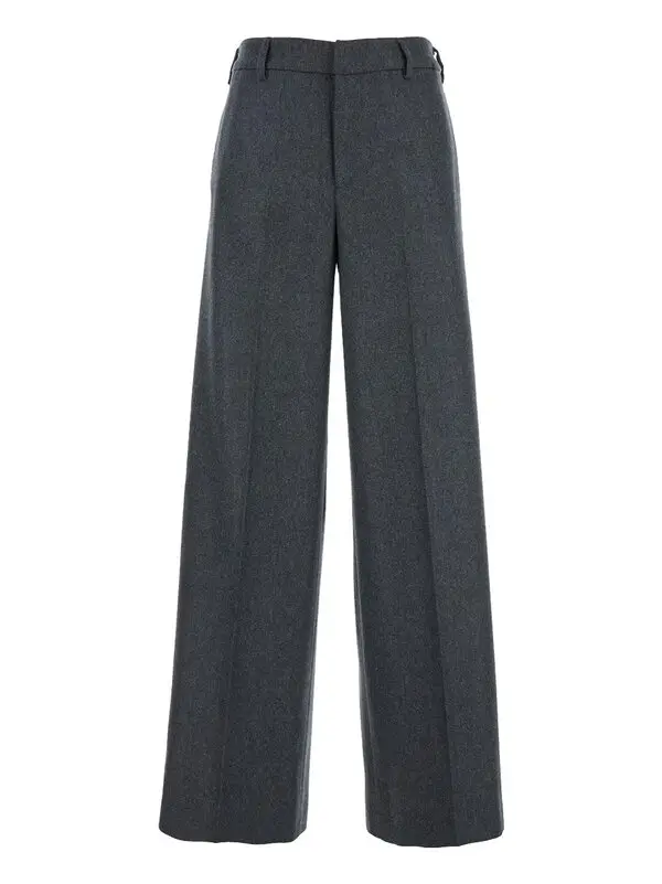 PT TORINO High-waist Wool & Cashmere Trousers With Welt Pockets - Grey