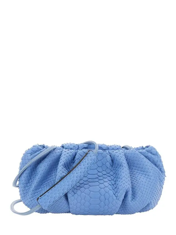 BIAGINI Pillow Leather Python Clutch With Shoulder Strap And Magnetic Closure 23.5x13x10 Cm - Blu