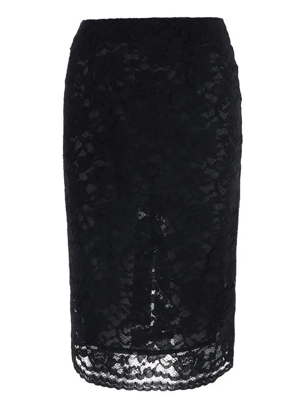 LEPLAIN Pencil Skirt With All-over Lace Embroidery - Black