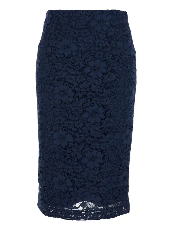 LEPLAIN Lace-detail Back Vent Midi Skirt - Blu