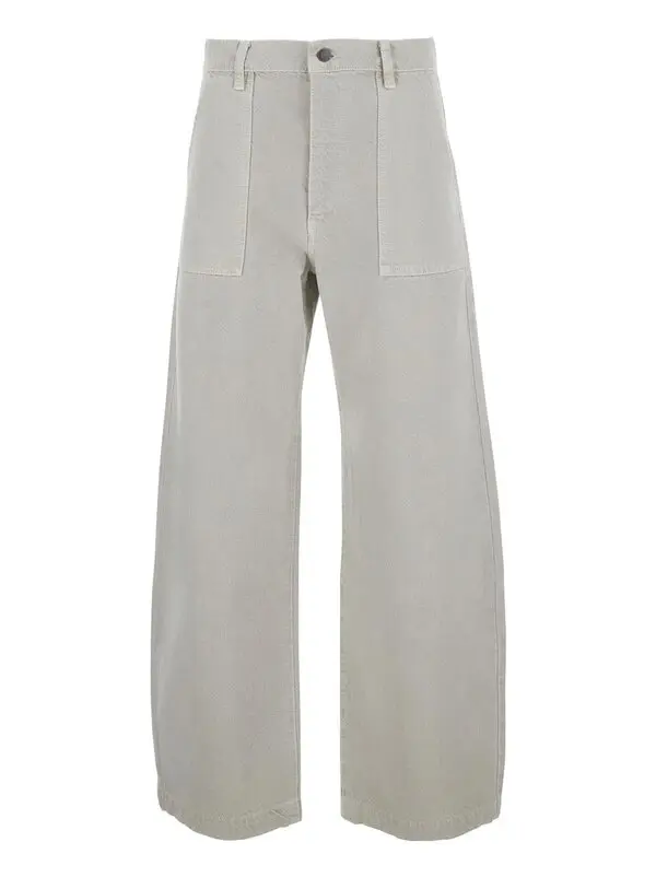FRAME Bow Cargo Jeans With High Waist, Side Pockets & Button Closure - Grey