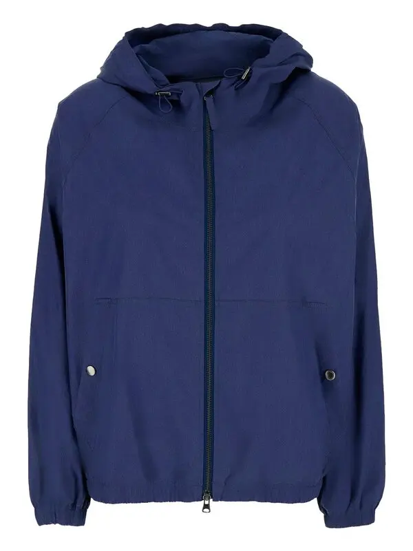 DUNST Cotton-blend Hooded Zip-front Jacket - Blu