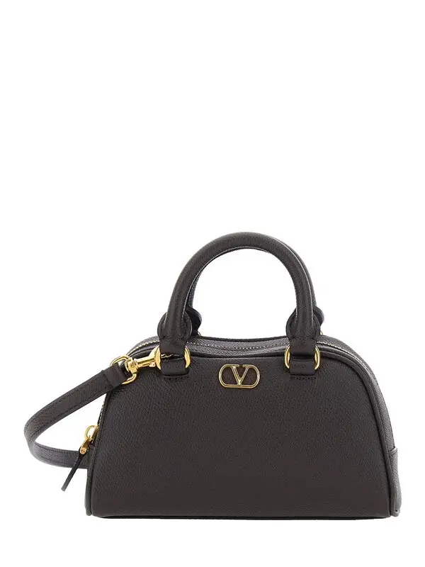 Valentino Garavani Mini Dome Vlogo Signature Calf Leather Shoulder Bag - Brown