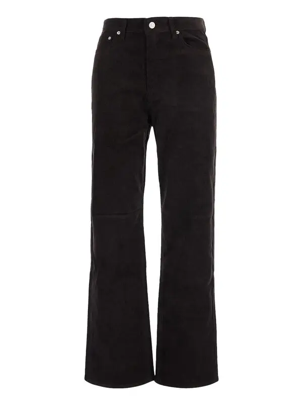 DUNST Essential Straight Corduroy Jeans With High Waist - Brown
