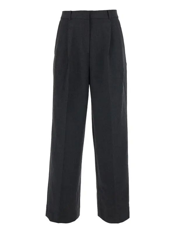 DUNST Double Pleated Wide Slacks With Pockets - Grey