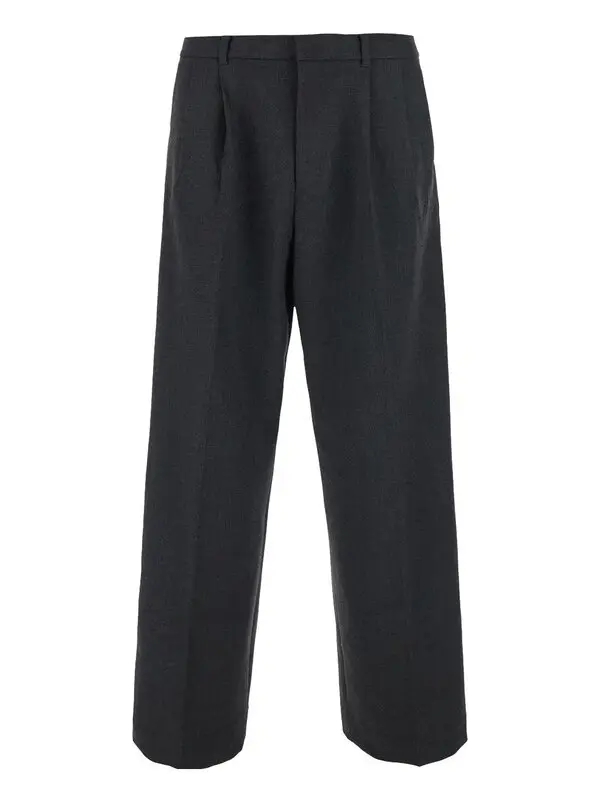 DUNST Double Pleated Wide Slacks With Tech Fabric And Side Pockets - Grey