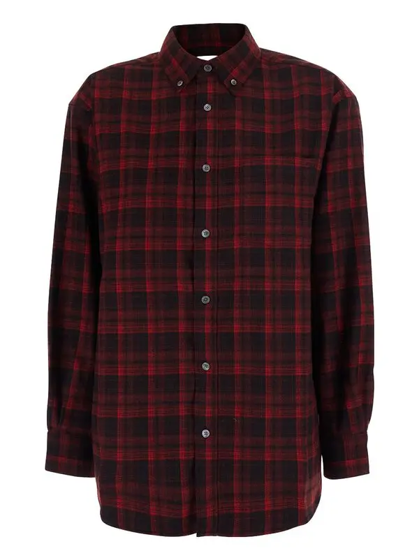 DUNST Checkered Flannel Button-down Shirt - Red