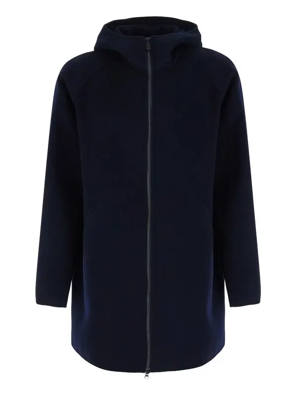 Aspesi Wool Jacket With Fixed Hood And Front Zip Closure - Blu