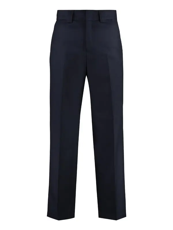 PT TORINO Virgin Wool Trousers With Side And Buttoned Back Welt Pockets - Blue