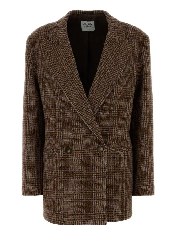 LE SULLY STUDIO Embroidered Flannel Blazer For - Checked