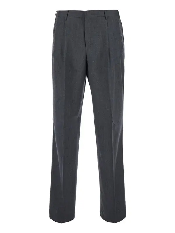 PT TORINO Wool Blend Dress Pants With Belt Loops, Front Pleats & Straight Hem - Blu