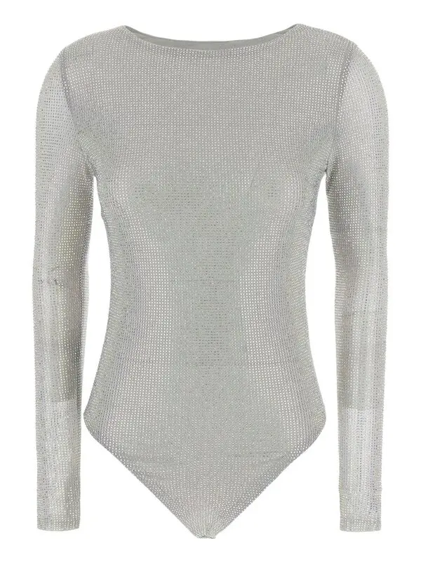 TWENTY FOURHAITCH Long Sleeve V-neck Bodysuit For - Metallic