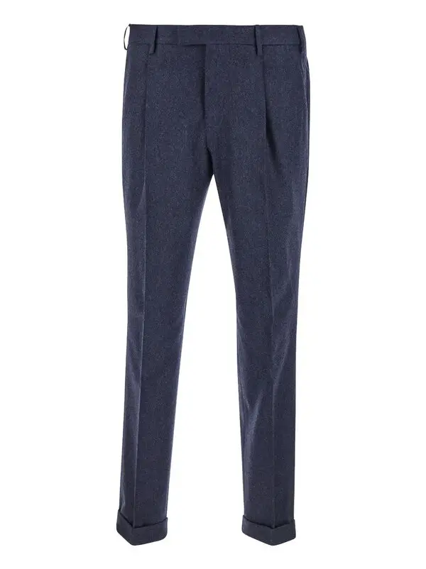 PT TORINO Slim-fit Dark Navy Dress Pants With Hidden Front Closure And Belt Loops - Blu