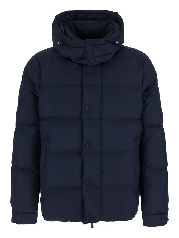HESKIMO Padded Mini Down Jacket With High Collar & Zip Front - Blu
