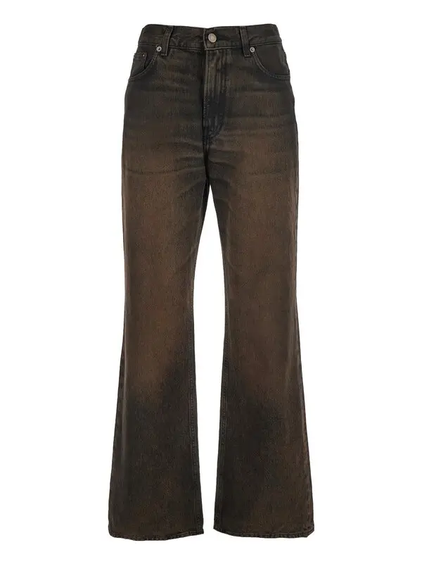HAIKURE Logo Patch Wide-leg Denim Jeans With Five-pocket Styling - Brown