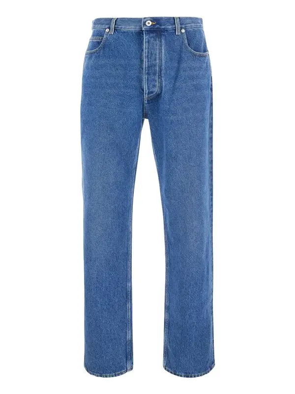 Bottega Veneta High-waisted Logo Patch Straight-leg Jeans - Blu