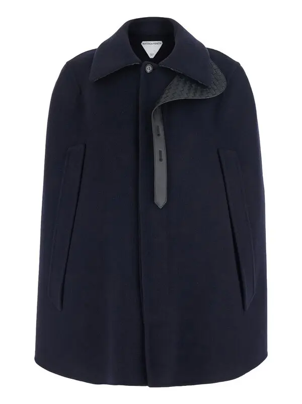 Bottega Veneta Soft Wool Cashmere Short Cape For - Blu