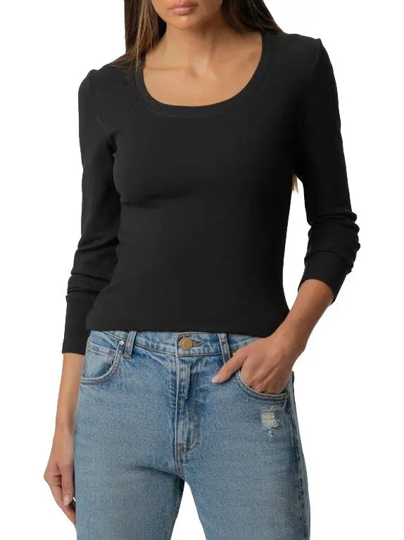 Kut From The Kloth Sarah Long Sleeve Rib Top - Black