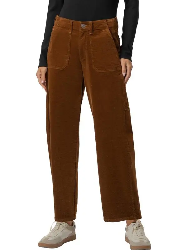 Kut From The Kloth Ashley High Waist Corduroy Barrel Leg Pants - Nutmeg