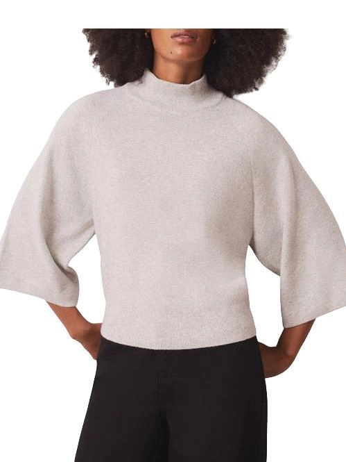 Mint Velvet Cotton Blend High Neck Top - Grey