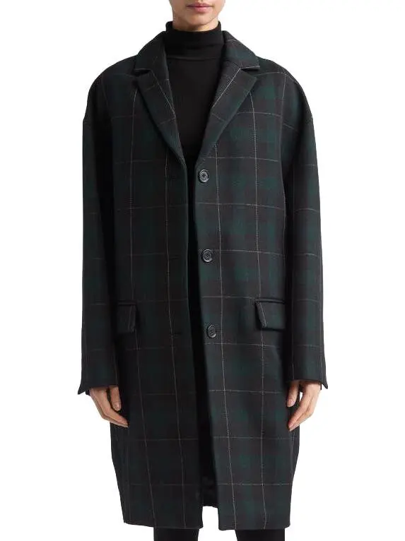 TOTEME Plaid Wool Blend Coat - Pine/black