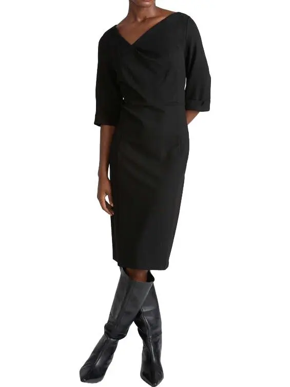 Universal Standard Lando Ponte Midi Dress - Black