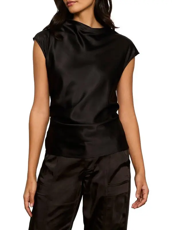 Sanctuary Nights With You Satin Top - Black