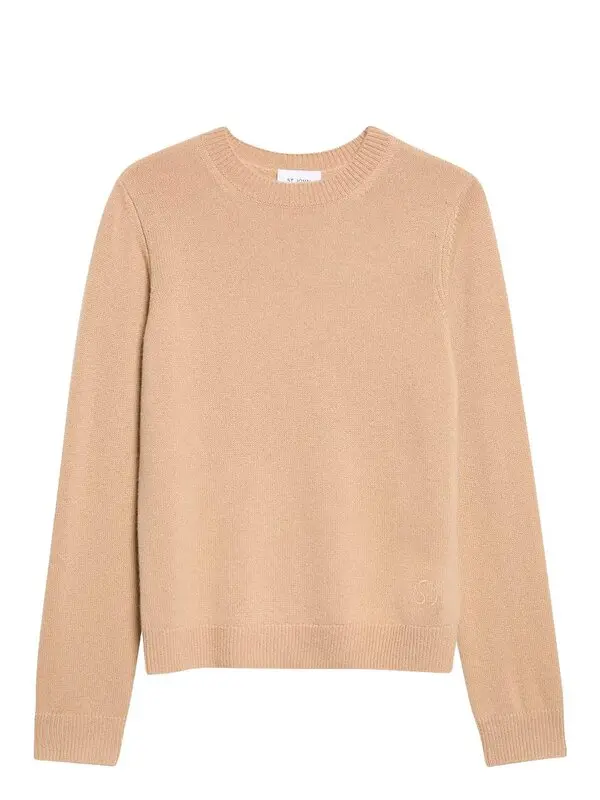 St. John Classic Cashmere Crewneck Sweater - Camel