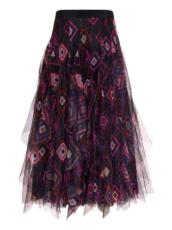 MAISON COMMON Printed Tull Skirt - Black/multicolour