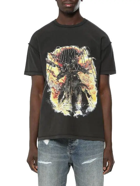 PURPLE BRAND Textured Inside Out Graphic T-shirt - Black