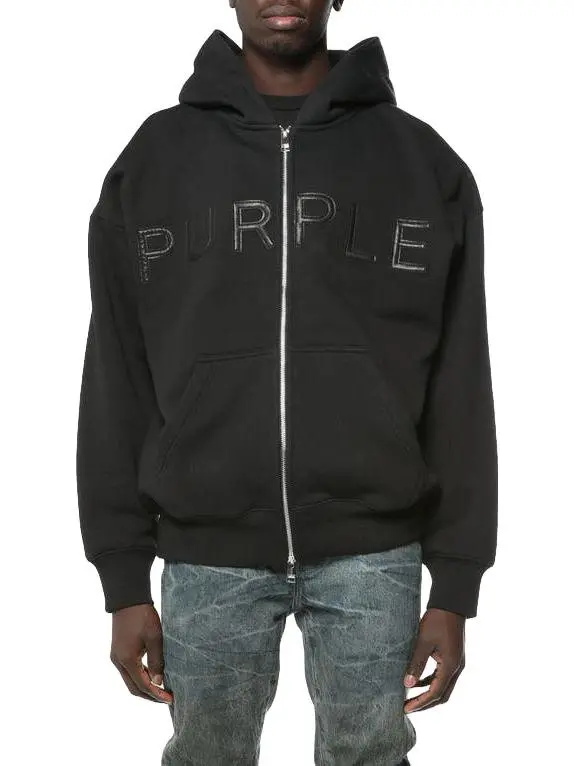 PURPLE BRAND Heavyweight Fleece Zip Hoodie - Black