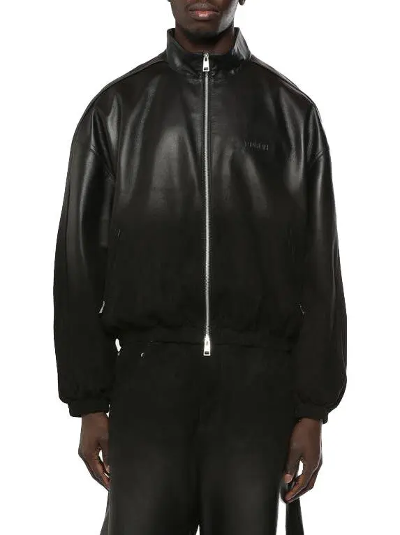 PURPLE BRAND Leather Track Jacket - Black