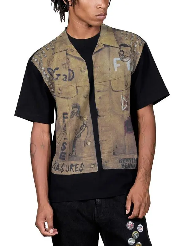 PLEASURES Vest Heavyweight Graphic T-shirt - Black