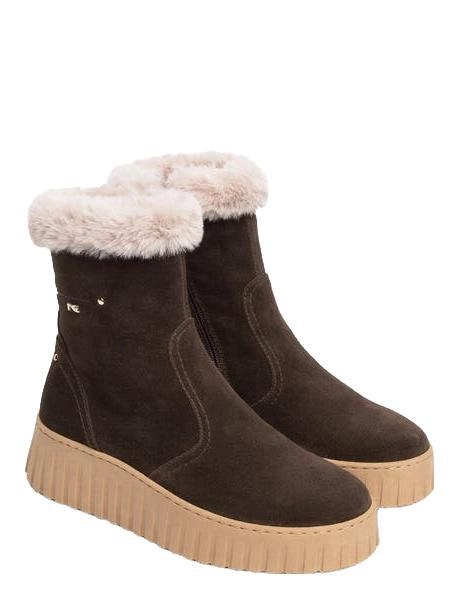 NEROGIARDINI Faux Fur High Top Sneaker - Chocolate