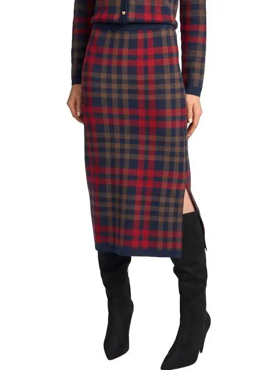 Ted Baker London Addison Plaid Jacquard Midi Skirt - Indigo Night