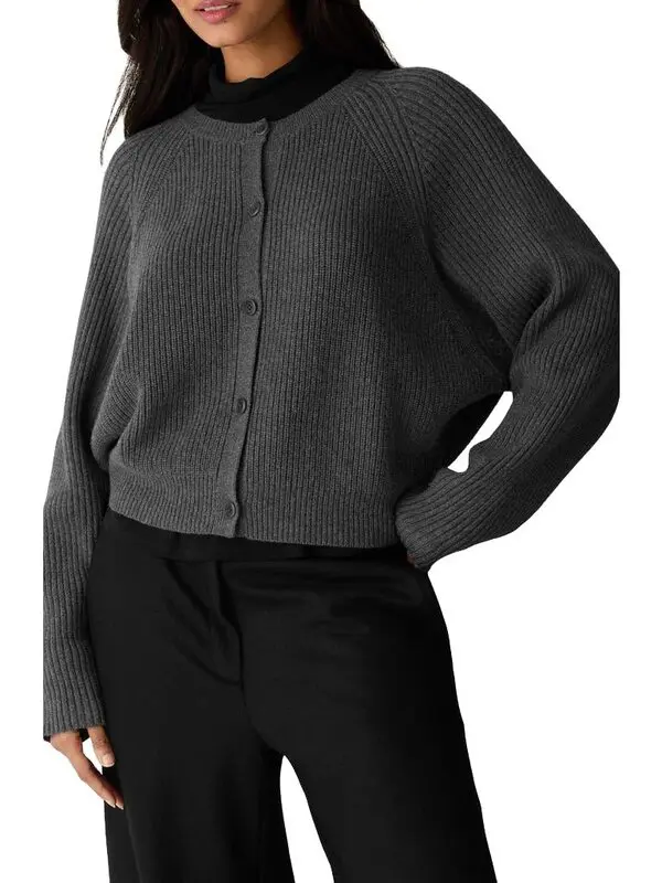 Eileen Fisher Crewneck Cardigan - Ash