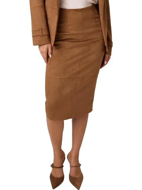 MARCIANO Layla Faux Suede Midi Skirt - G1fp-open