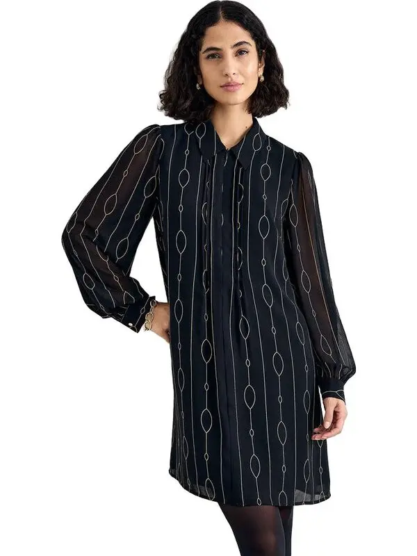 PHASE EIGHT Candice Long Sheer-sleeve Dress - Black