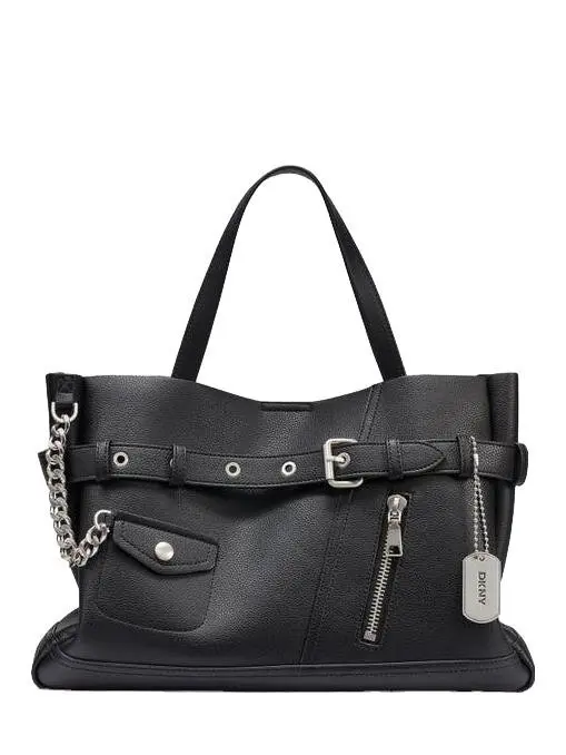 Dkny Bryar Large Satchel - Black/silver