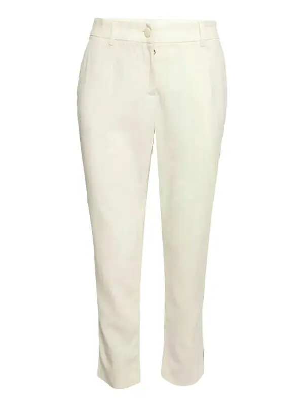 Dolce & Gabbana Logo-tape Tapered Straight-leg Trousers - Neutrals