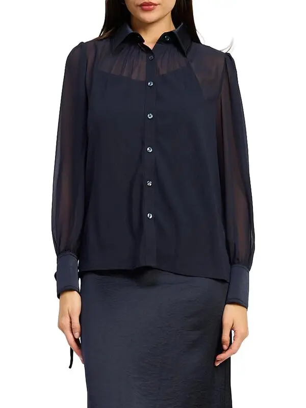 EN SAISON Gia Button Front Shirt - Navy