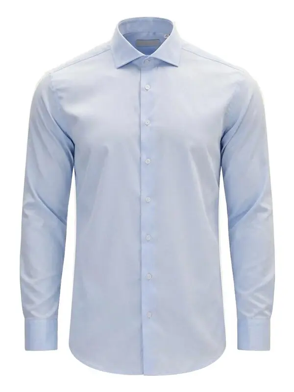 RON TOMSON Non-iron Pure Cotton Spread Collar Dress Shirt - Blue