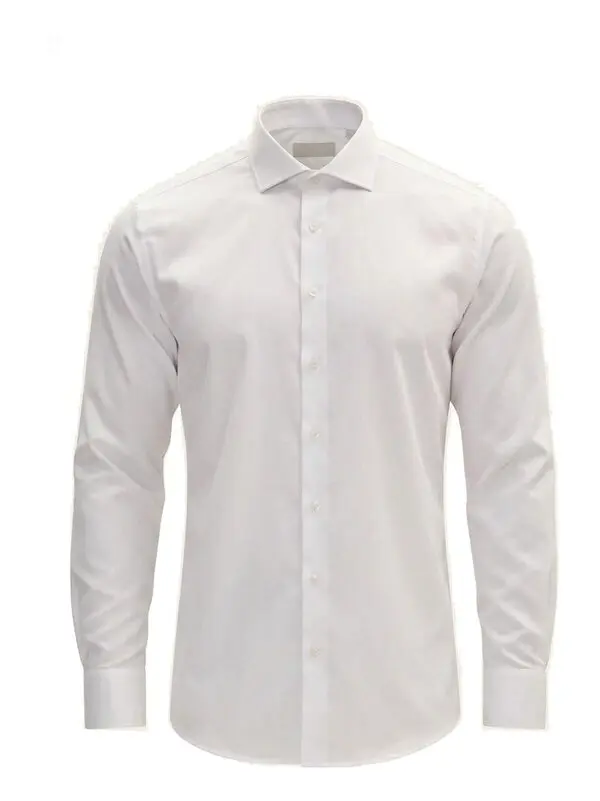 RON TOMSON Non-iron Pure Cotton Spread Collar Dress Shirt - White