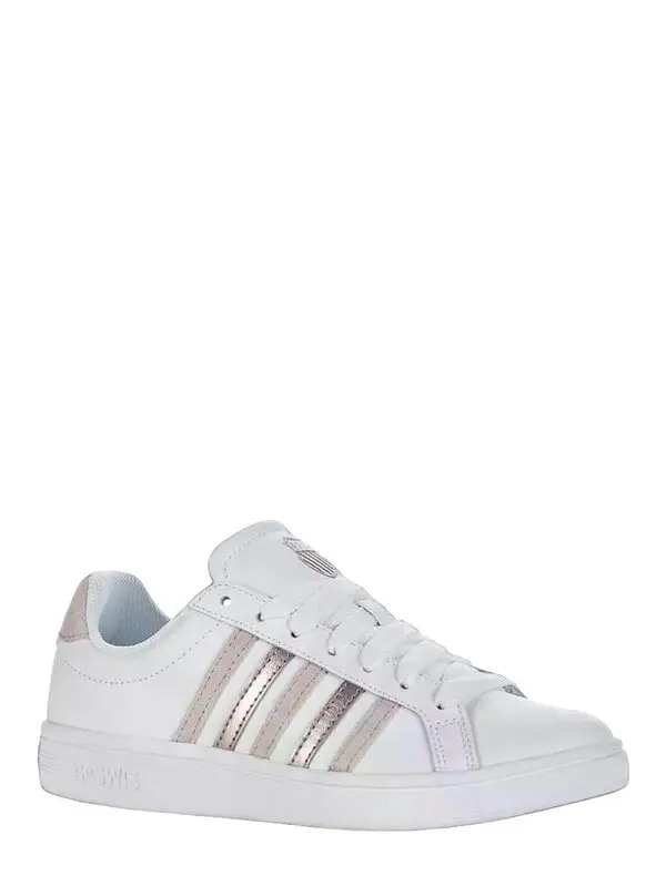 K-Swiss Court Tiebreak Striped Leather Sneakers - White