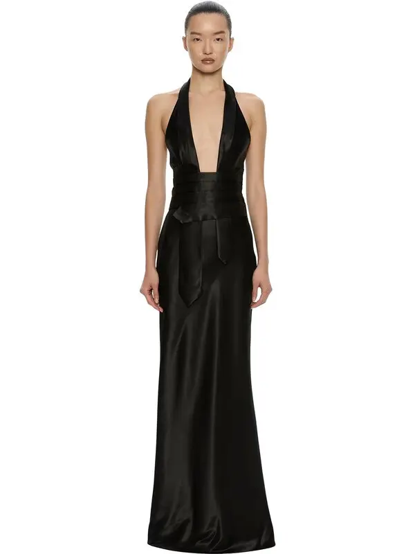 Christopher Esber Reyer Satin Tie Gown - Black
