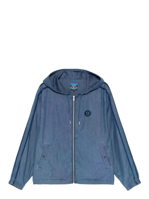 AGNES B. Chambray Hooded Jacket - Blue