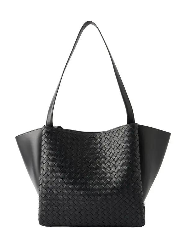Bottega Veneta Corso Intrecciato Nappa Leather Tote - Black
